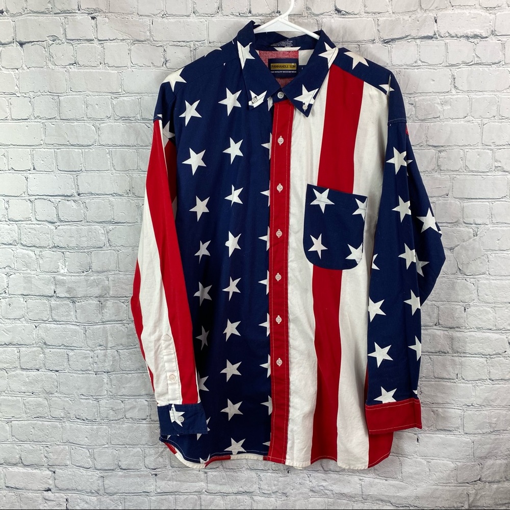 Panhandle Slim American Flag Shirt Button Shirt - Gem
